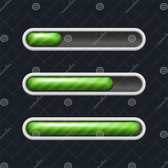 3d Realistic Vector Icon. Green Progress Bar in Stages. App Interface ...