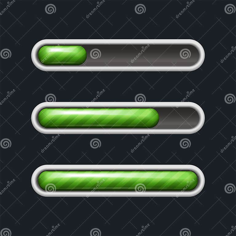 3d Realistic Vector Icon. Green Progress Bar in Stages. App Interface ...