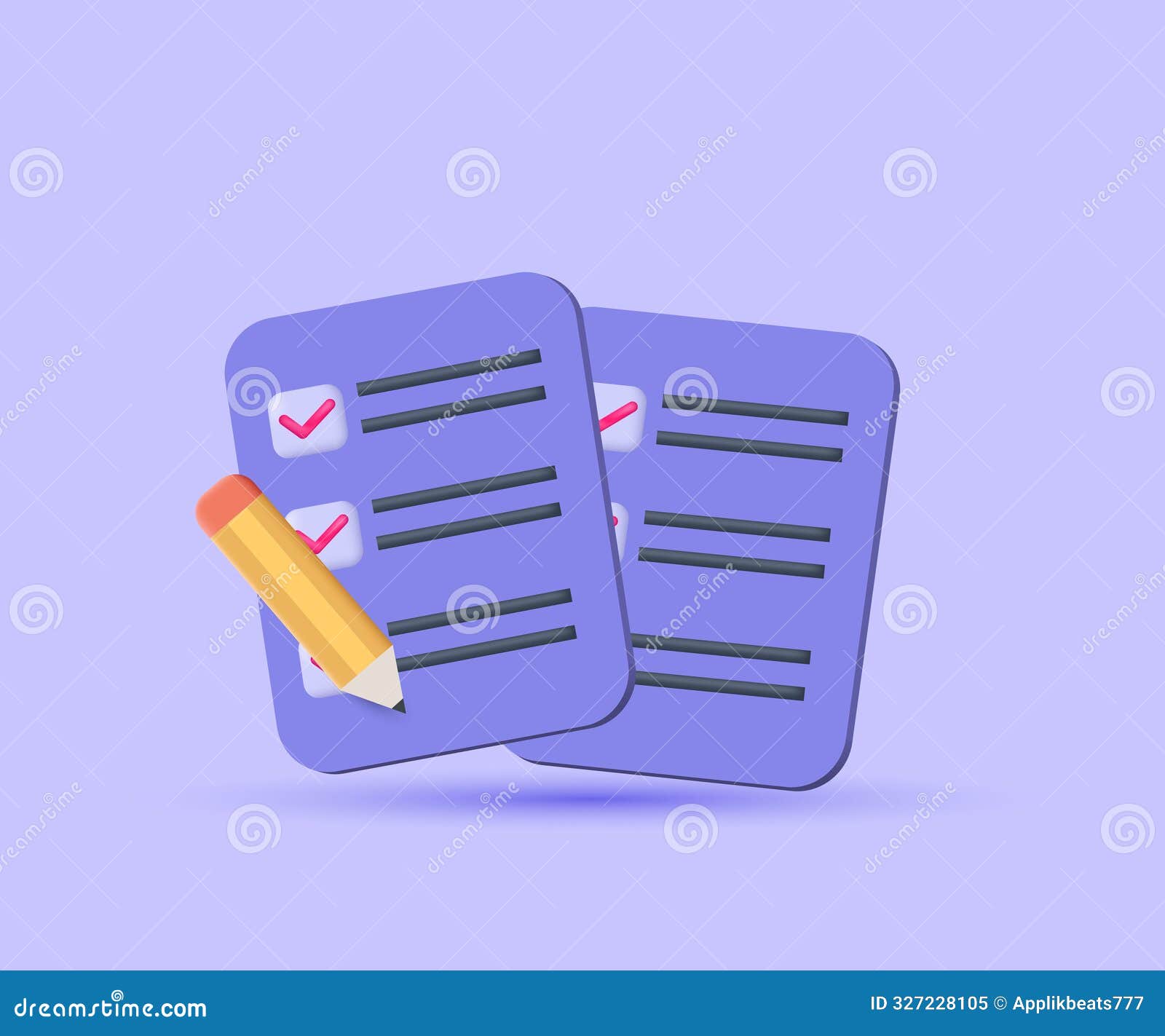 3d Realistic Icon Notes Check Mark Completed Task Vector Design Stock ...