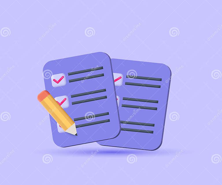 3d Realistic Icon Notes Check Mark Completed Task Vector Design Stock ...
