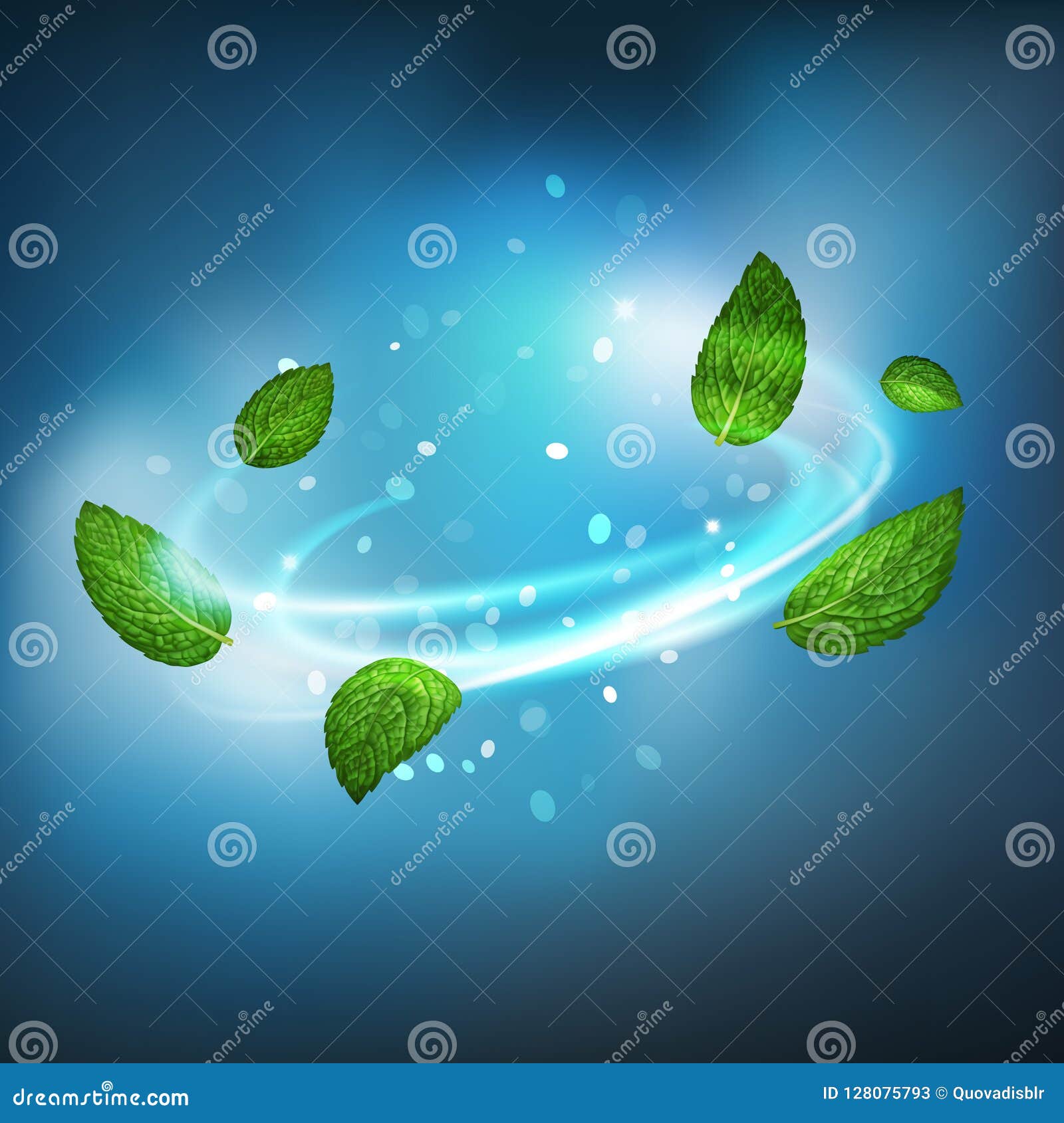3D Realistic Isolated Vector Vortex of Mint Leaves Stock Vector ...