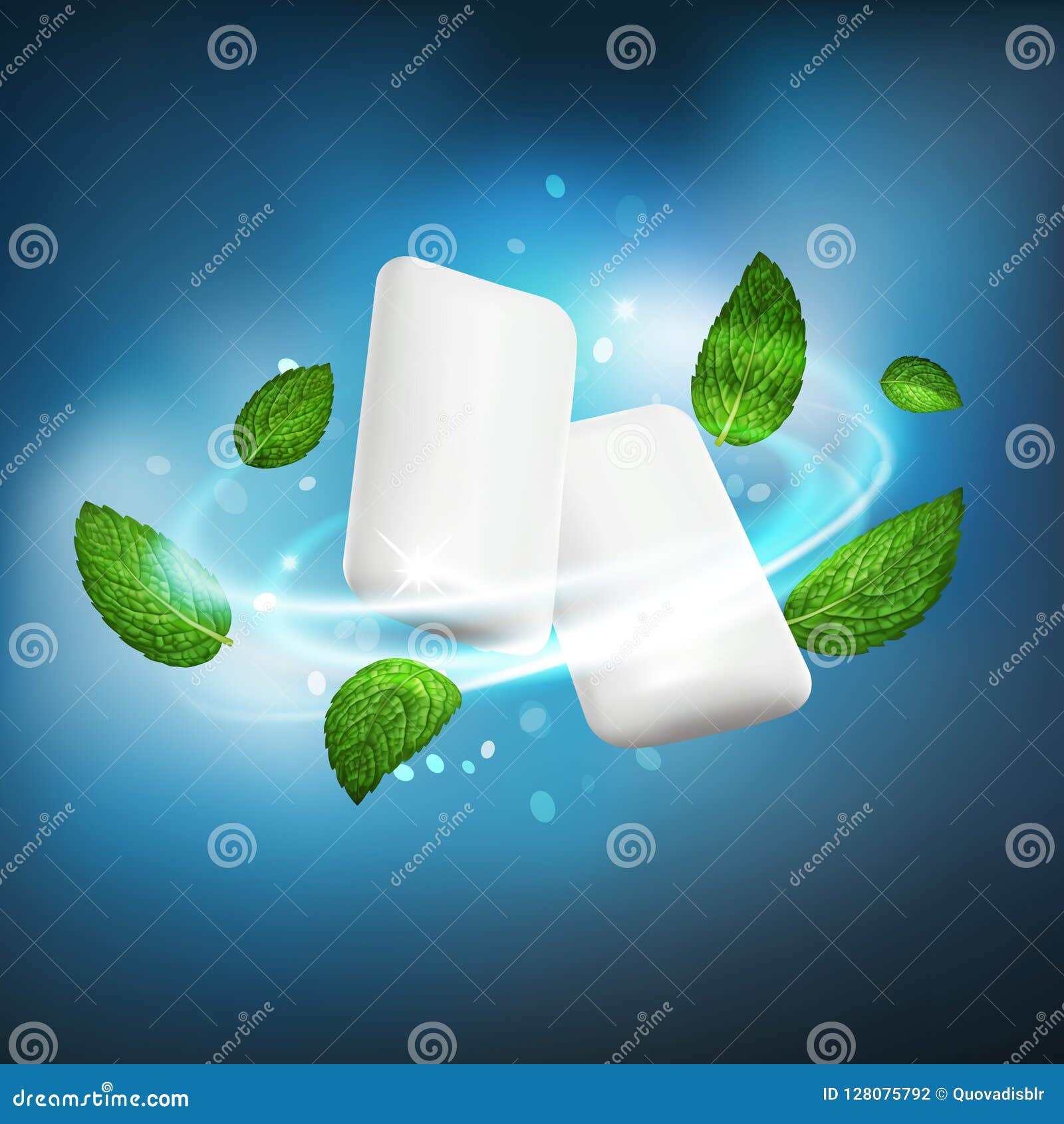 3D Realistic Isolated Vector Vortex Of Mint Leaves Around A White ...