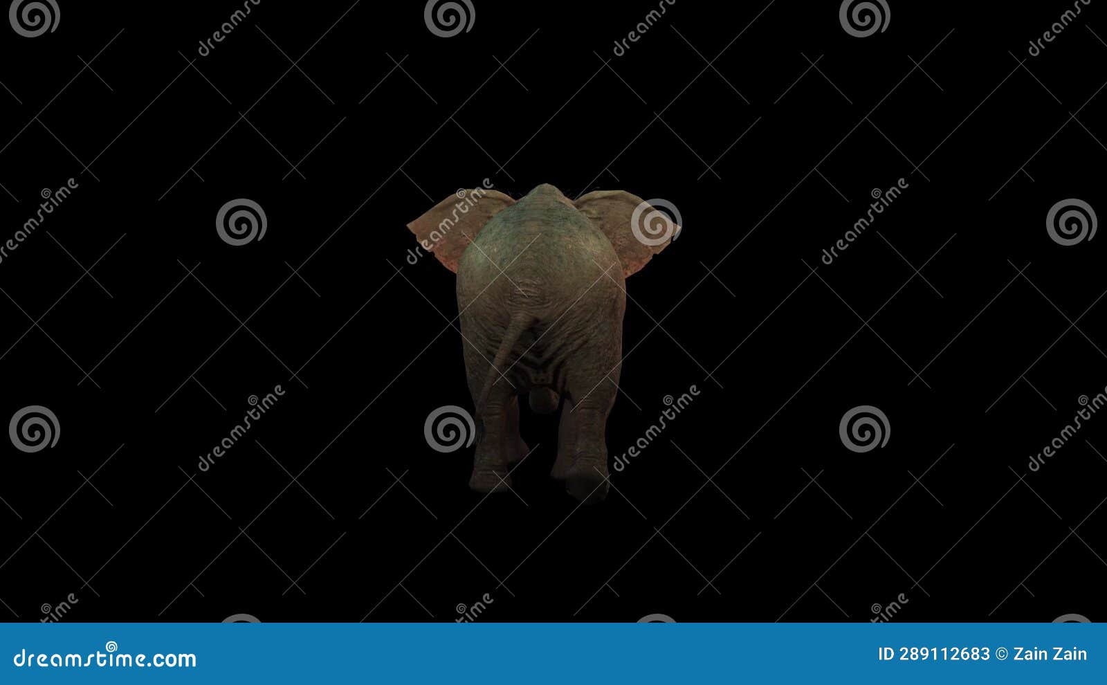 3D Realistic Large Elephant Slowly Walking on the Ground with Back View ...