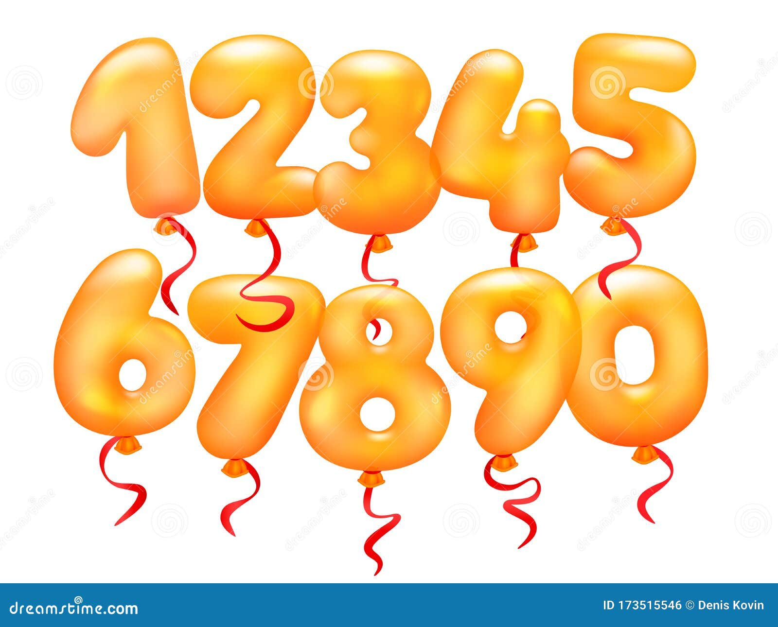 3d Realistic Letter Balloons Set. from 1 To 9 Numeral Alphabeth Stock ...