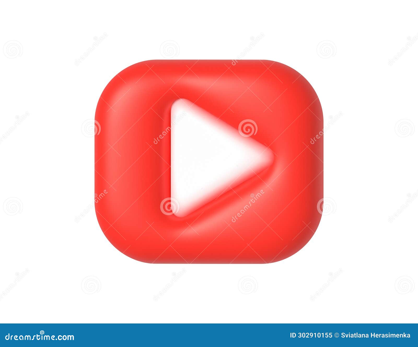 3d Realistic Media Play Button. Red Square Play Button To Launch ...