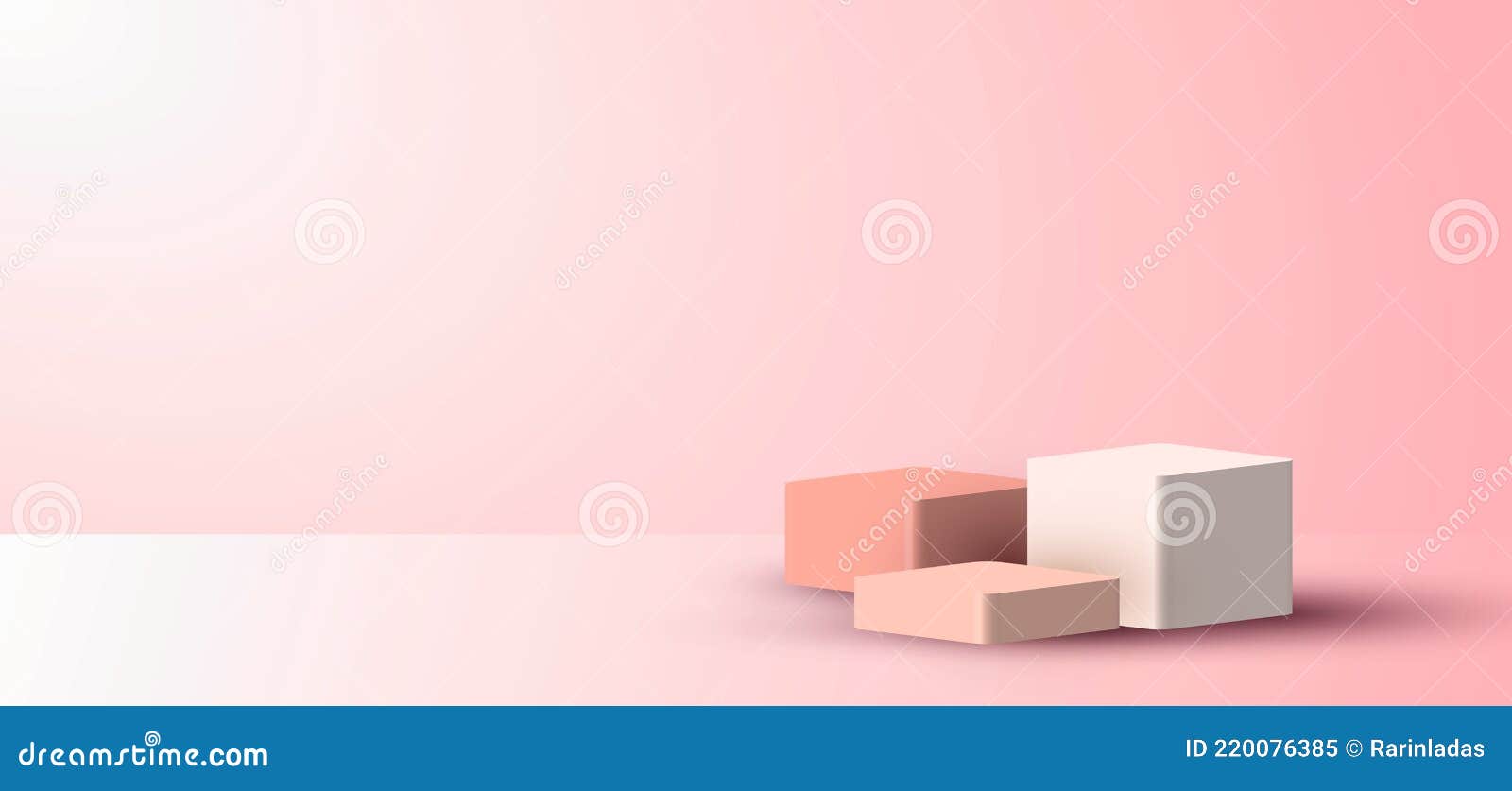 3D Realistic Minimal Scene Empty Pink Cubes Display On Soft Pink ...