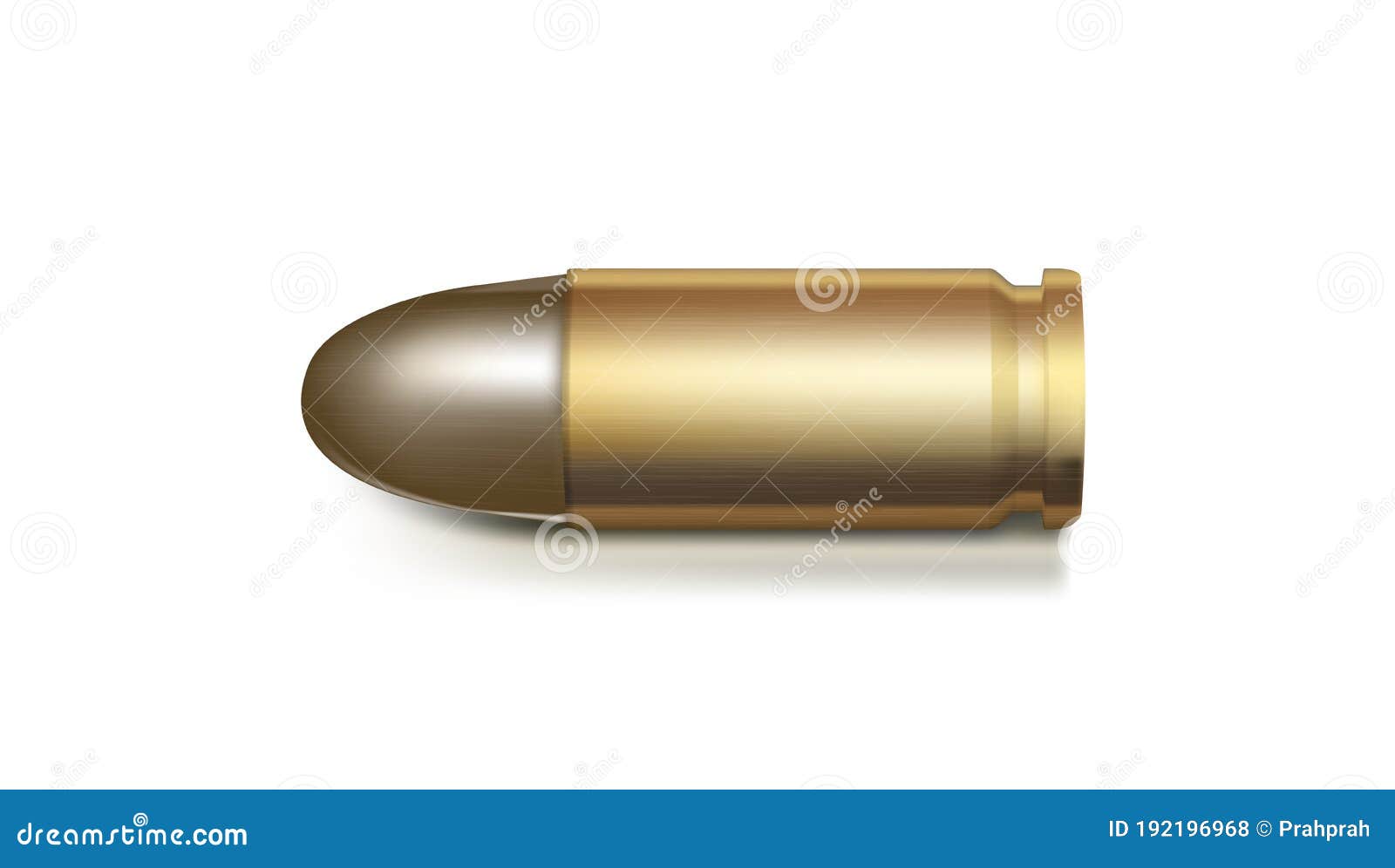 3D Realistic 9mm Bullet on White Background Stock Illustration ...