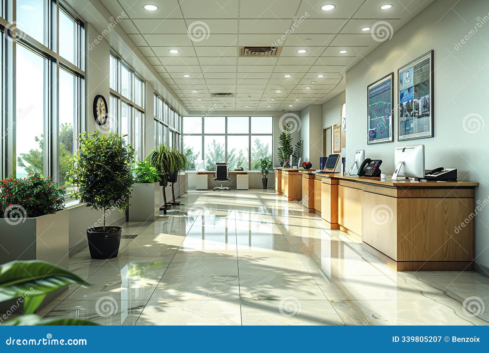 A 3D Realistic Model of a High-tech Office Space. Stock Image - Image ...