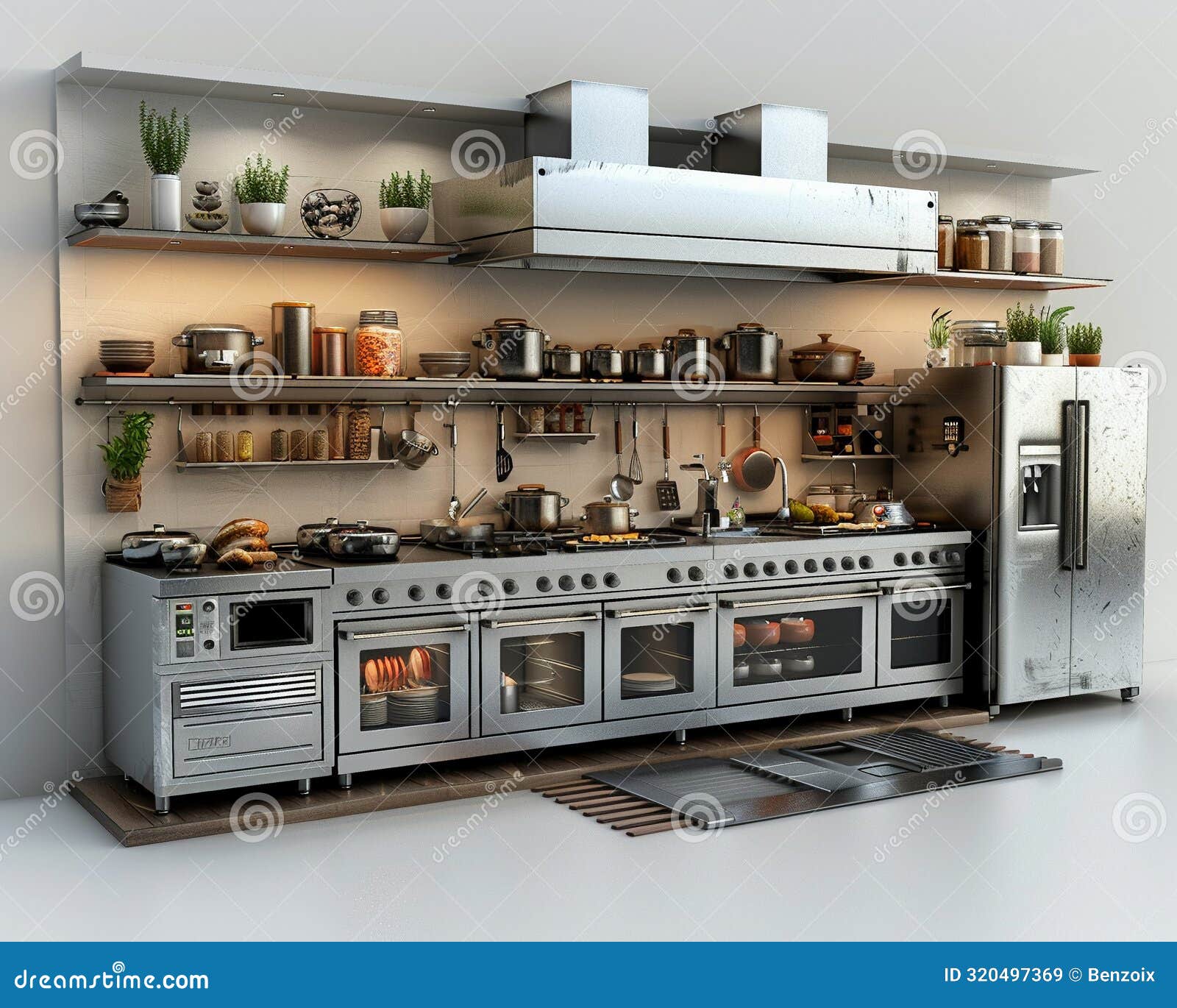 A 3D Realistic Model of a Kitchen with Modern Appliances Stock Image ...