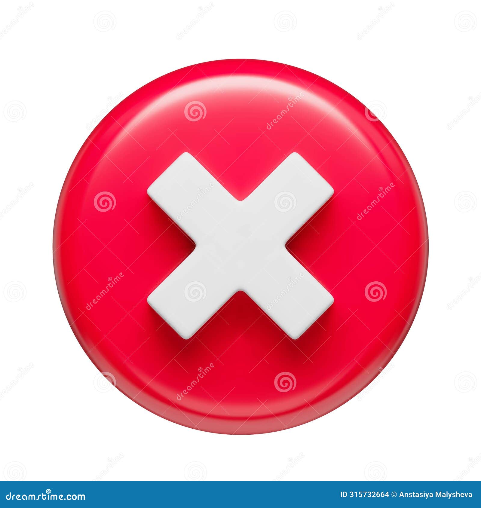 3D Realistic Multiplication Sign Icon, Red Round Shaped Button Stock ...