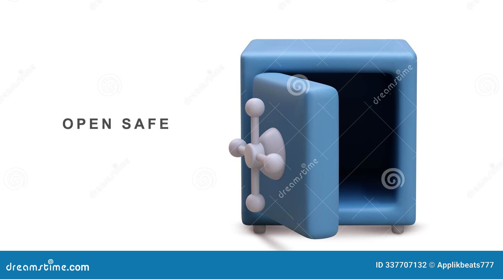 3d Realistic Open Blue Safe Isolated on White Background. Vector ...
