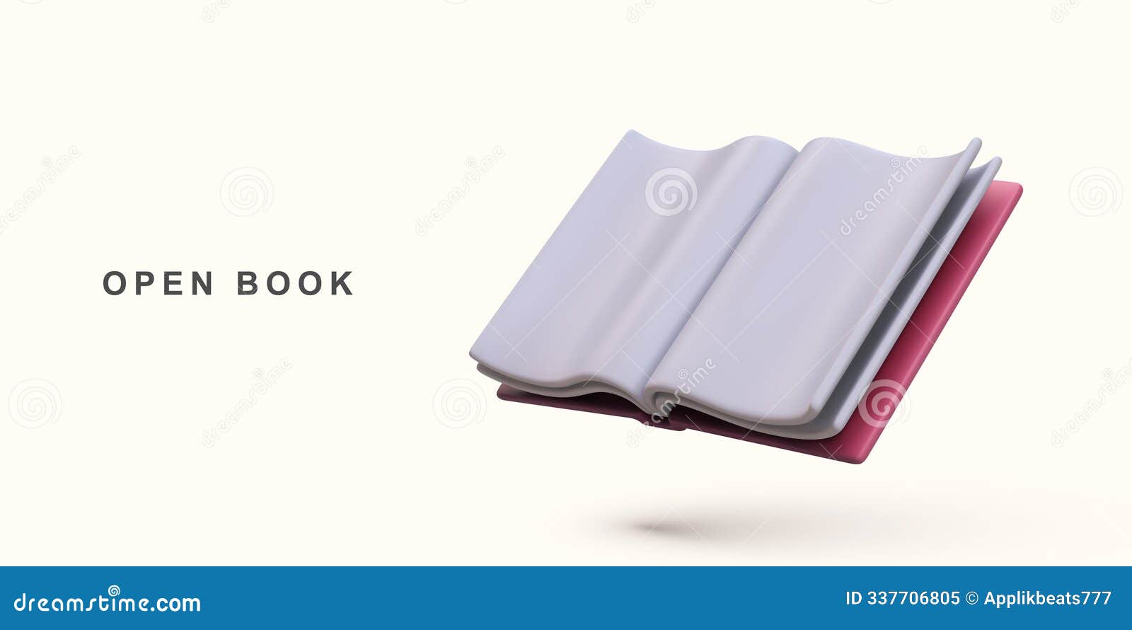 3d Realistic Open Book on White Background. Vector Illustration Stock ...