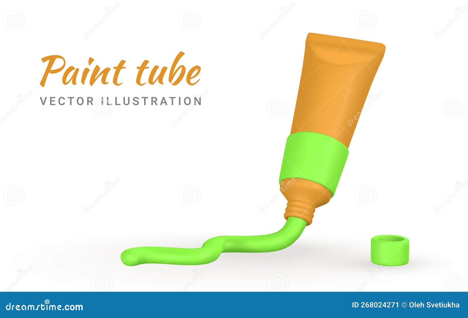 3d Realistic Paint Tube in Cartoon Style. Vector Illustration Stock ...