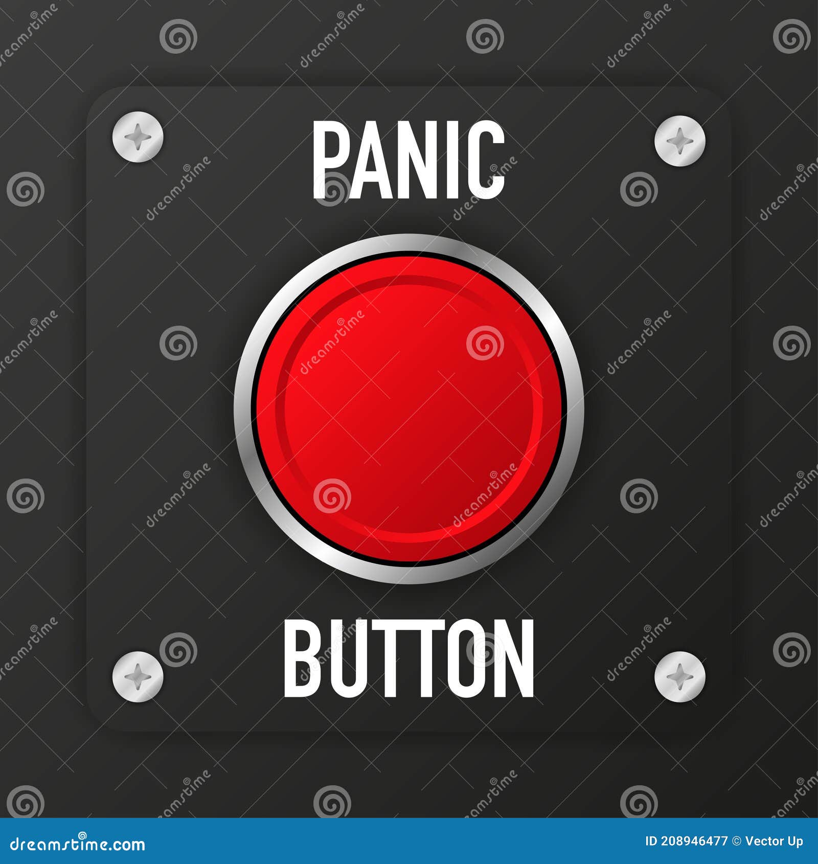 3D Realistic Panic Button on Black Background. Vector Illustration ...