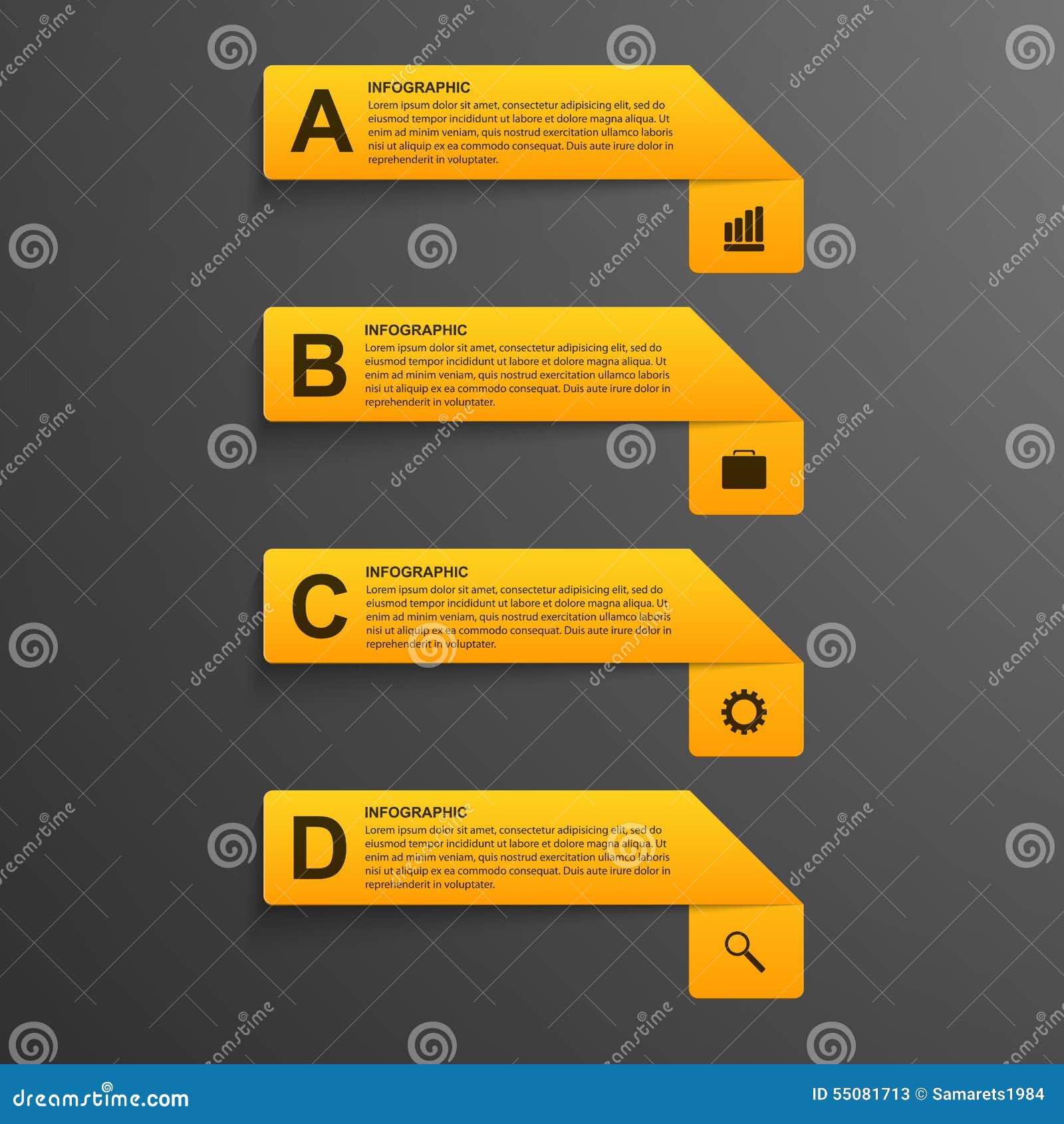 3D Realistic Paper Options Infographics Modern Style. Stock Vector ...