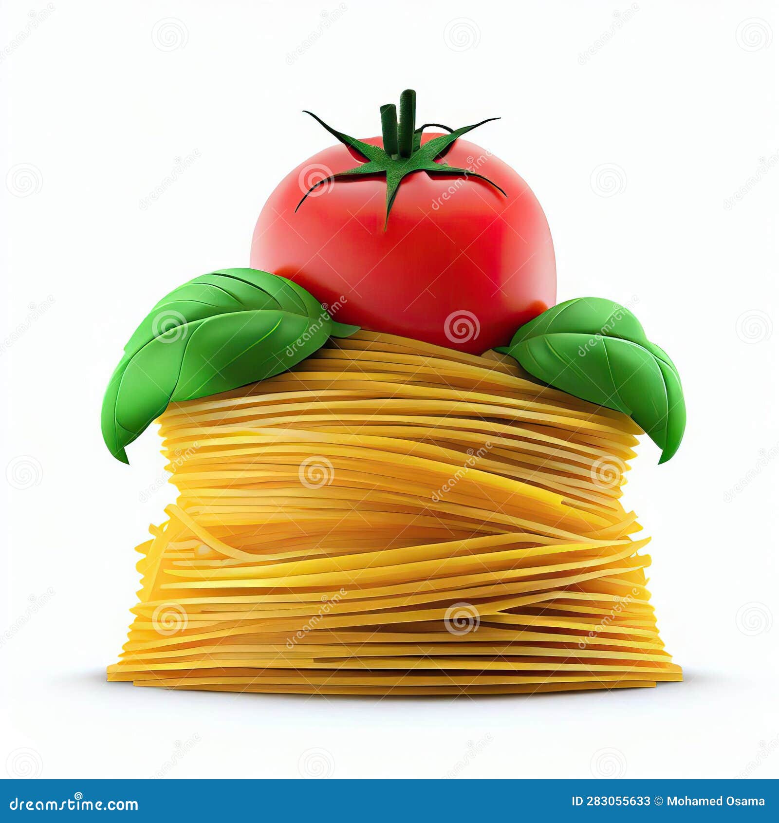 3D Realistic Photo Render of Spaghetti Strings with Vegetables Stock ...