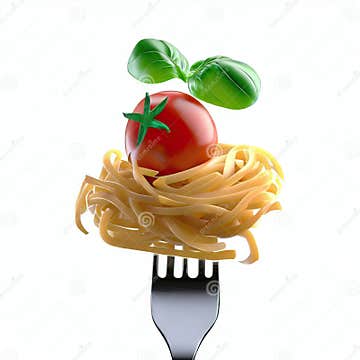 3D Realistic Photo Render of Spaghetti Strings with Vegetables Stock ...