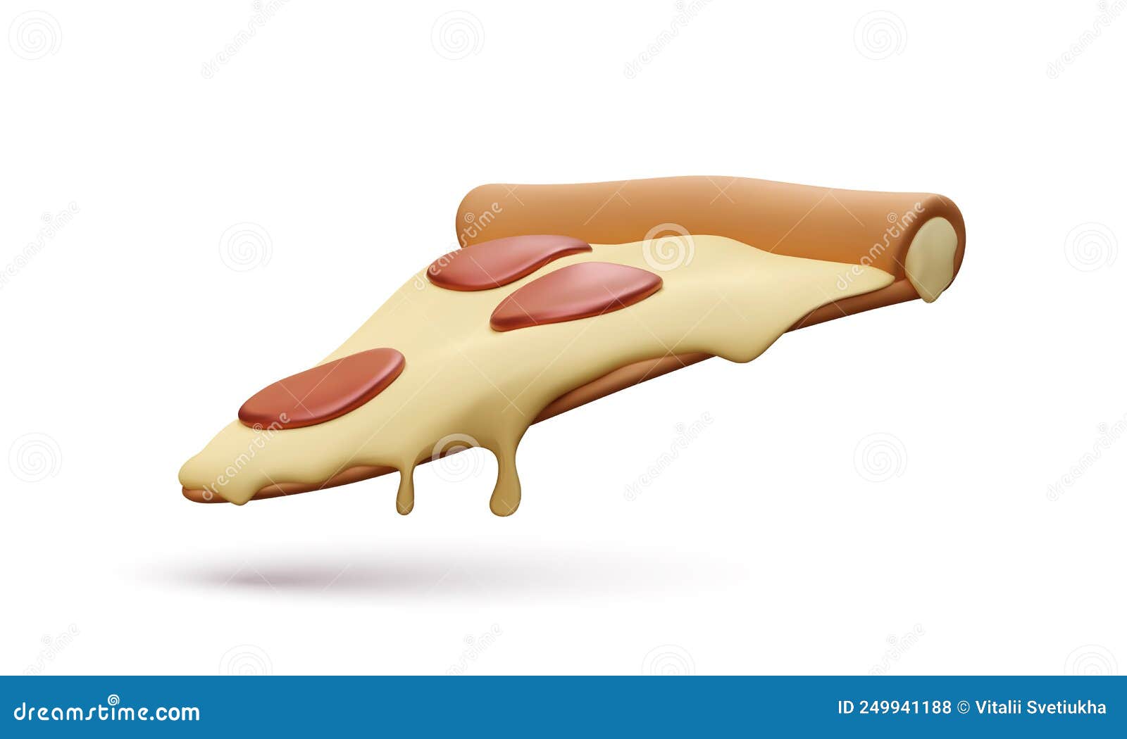 3d Realistic Pizza Slice Isolated on White Background. Vector ...