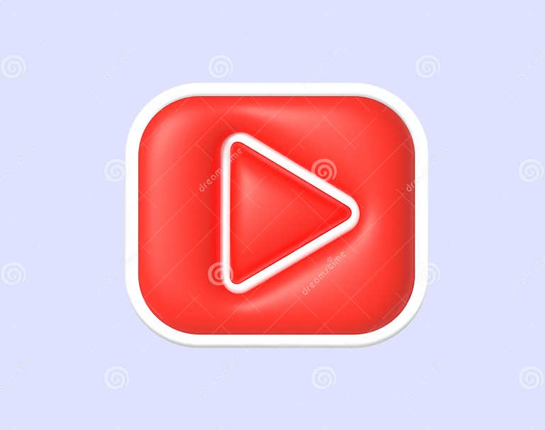 3d Realistic Realistic Play Button. Red Square Play Button To Launch ...