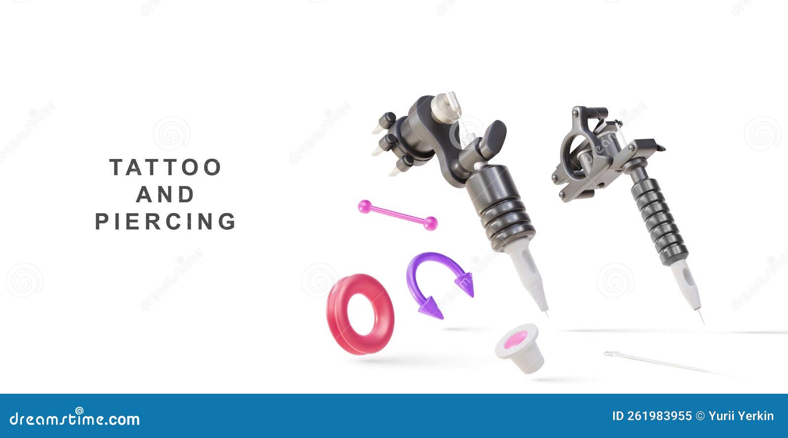 3d Realistic Poster Tattoo and Piercing, Piercing, Tattoo Machine ...