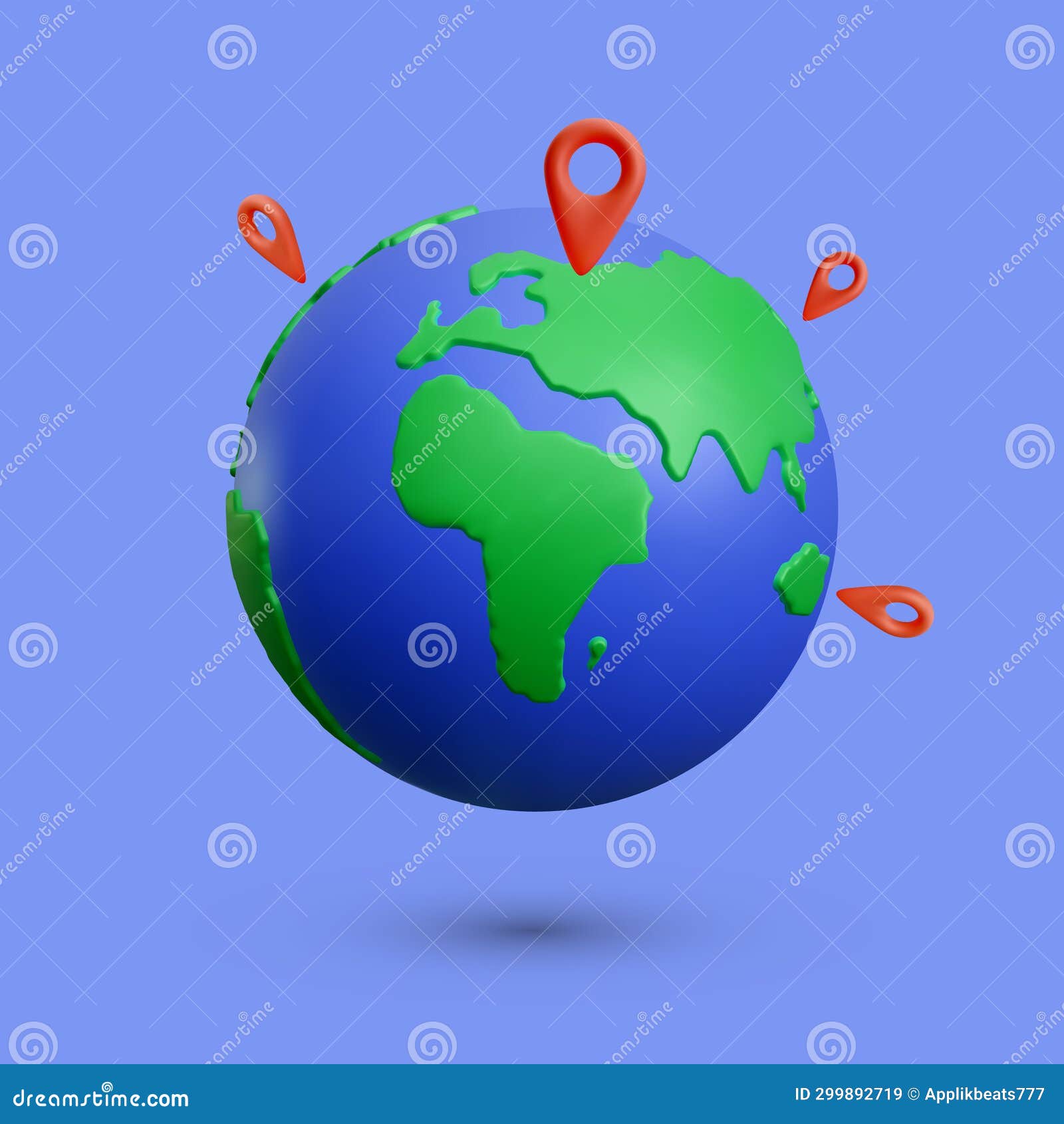 3d Realistic Red Location Pointer on Global Earth. Vector Illustration ...