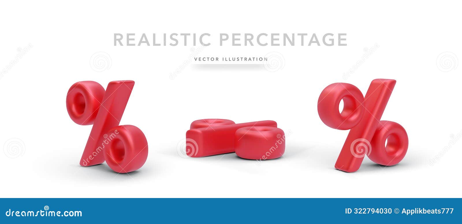 3d Realistic Red Percent Sign in Different Angles with Shadow Isolated ...