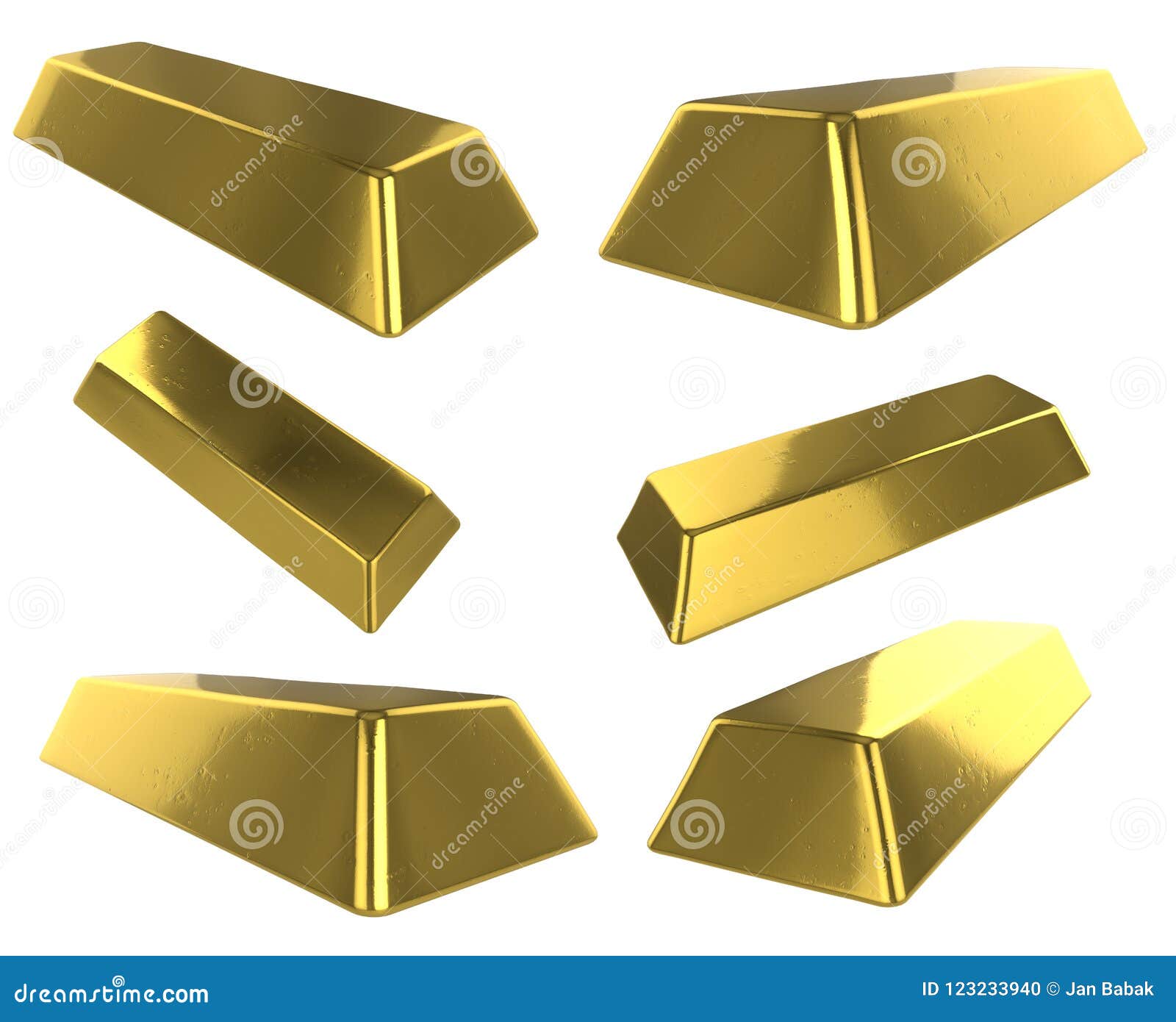 Gold Bar Set Isolated on White Background Stock Illustration ...