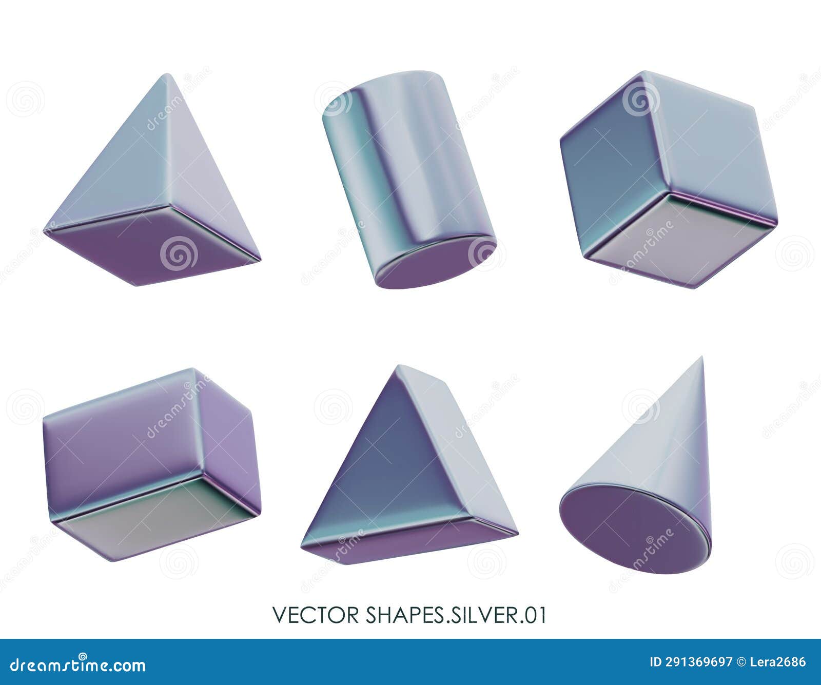 3D Realistic Render Silver Figures. Grey, Platinum Metallic Design ...