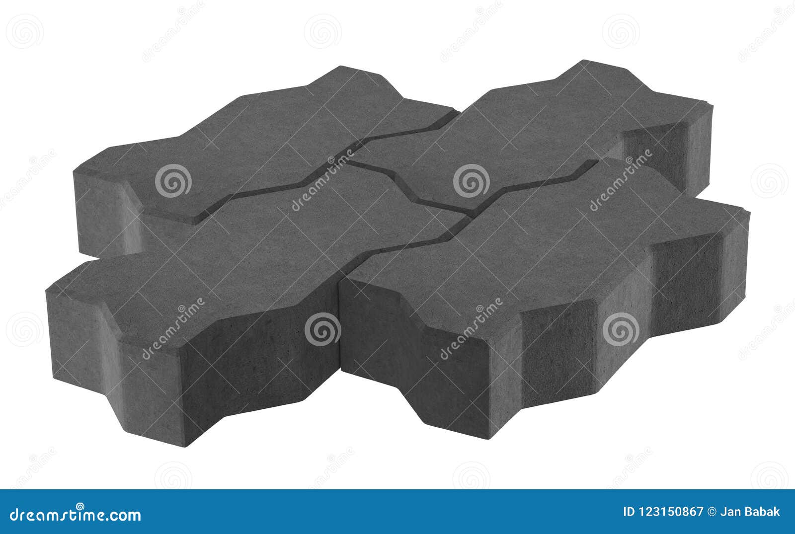 Render of Three Black Lock Paving Bricks. Isolated on White Background ...