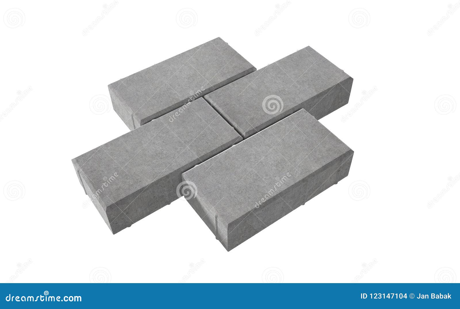 Render Of Three Black Lock Paving Bricks. Isolated On White Background ...