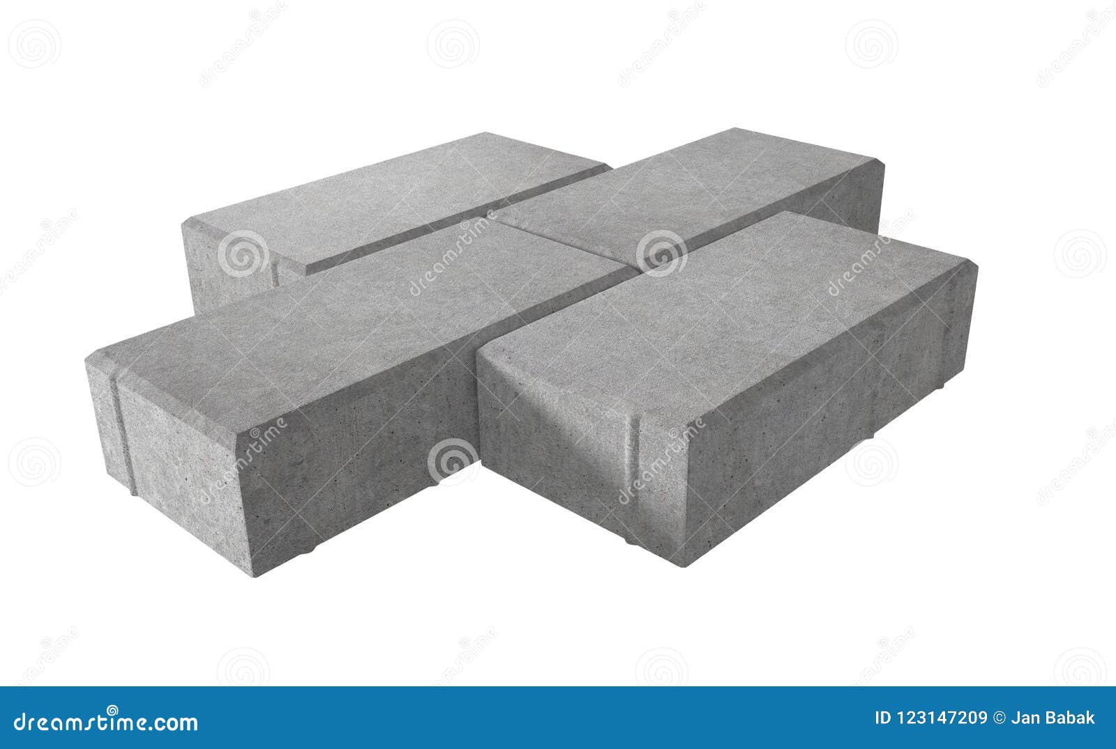 Render Of Three Yellow Lock Paving Bricks. Isolated On White Background ...