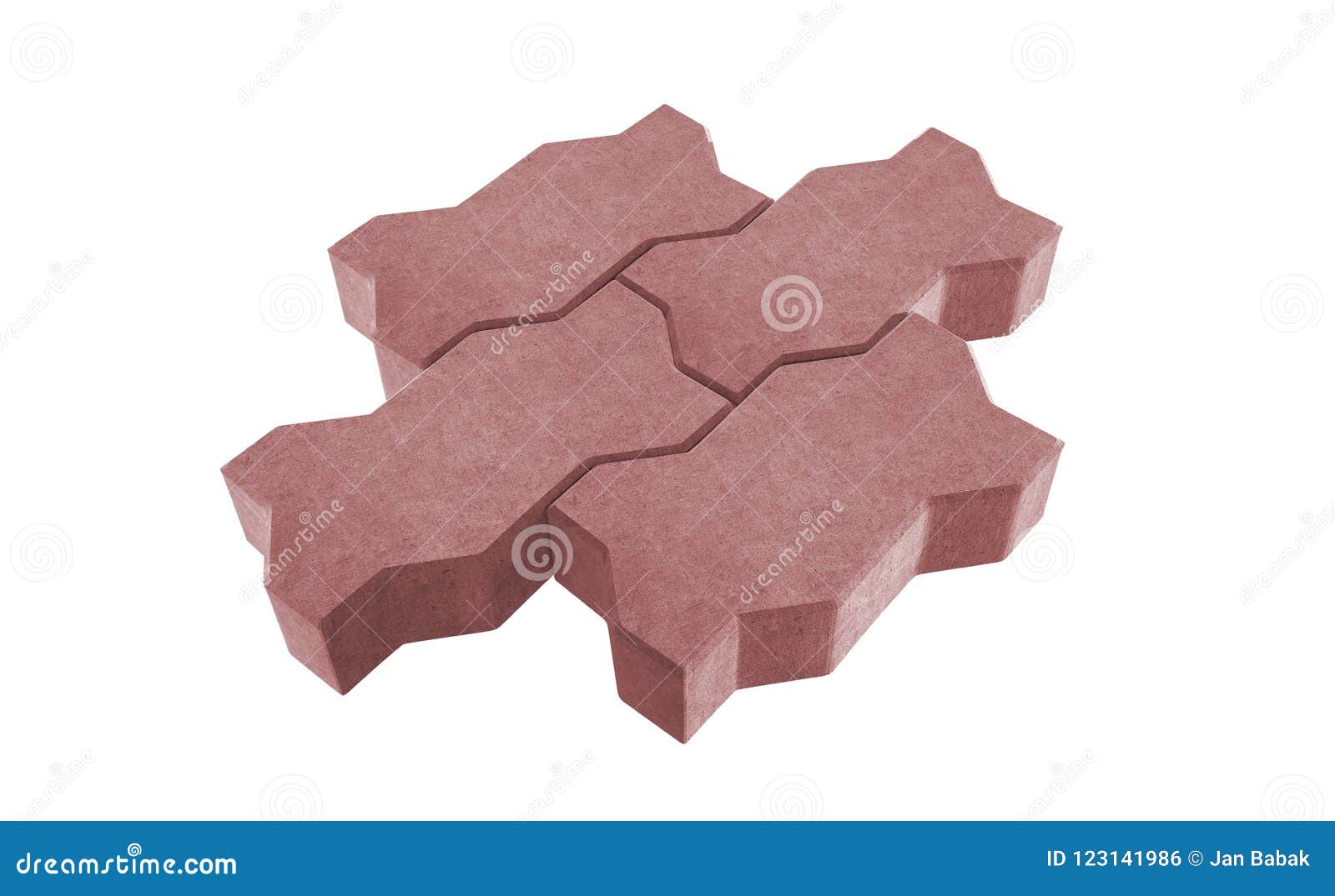 Red Lock Paving Bricks. Isolated on White Background Stock Illustration ...