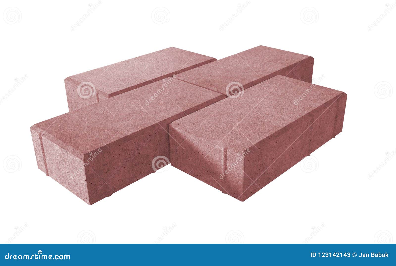 Red Lock Paving Bricks. Isolated on White Background Stock Illustration ...