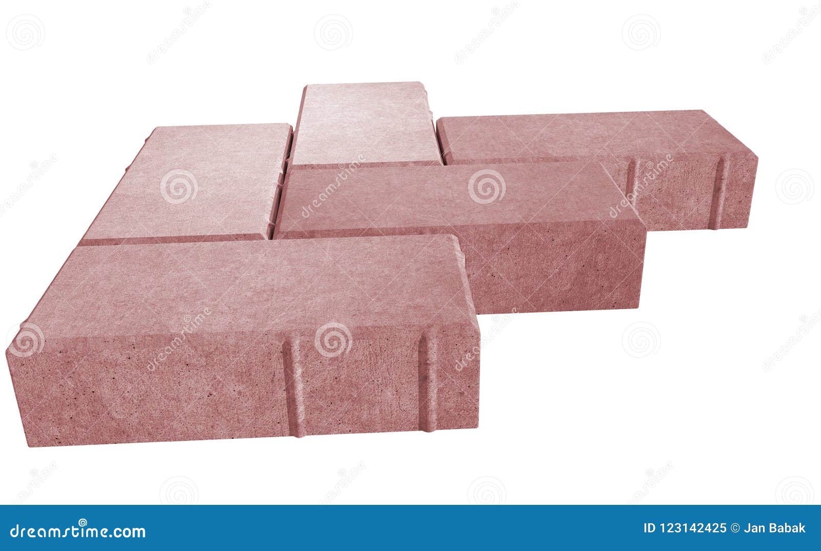 Red Lock Paving Bricks. Isolated on White Background Stock Illustration ...