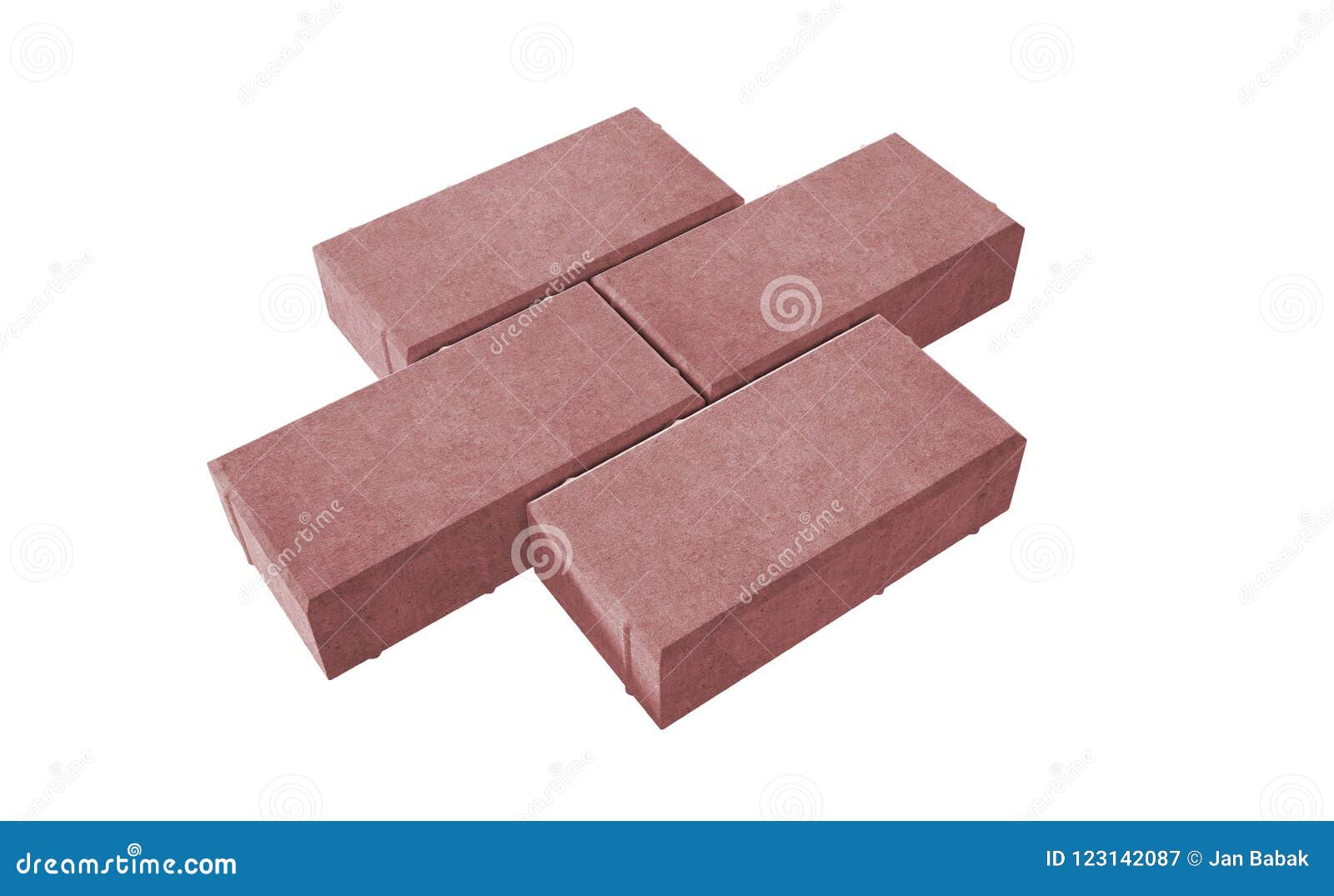 Red Lock Paving Bricks. Isolated on White Background Stock Illustration ...