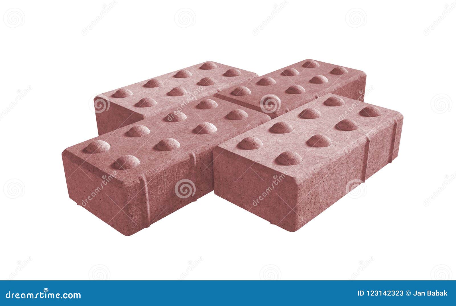 Red Lock Paving Bricks. Isolated on White Background Stock Illustration ...