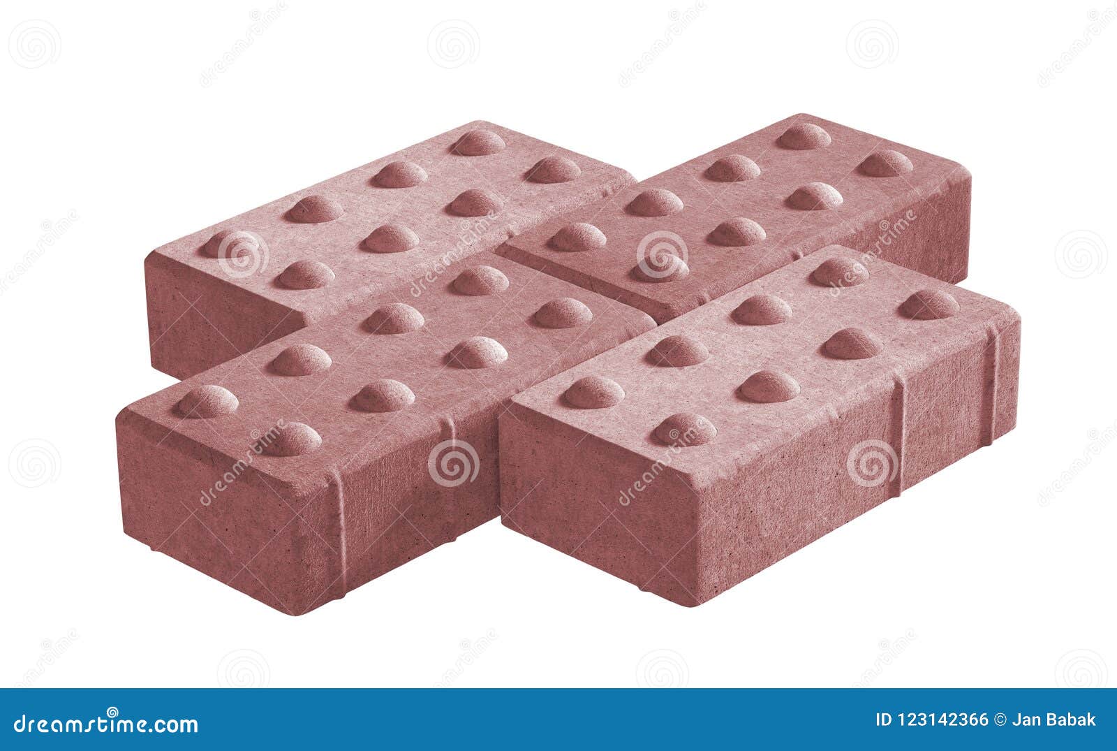 Red Lock Paving Bricks. Isolated on White Background Stock Illustration ...