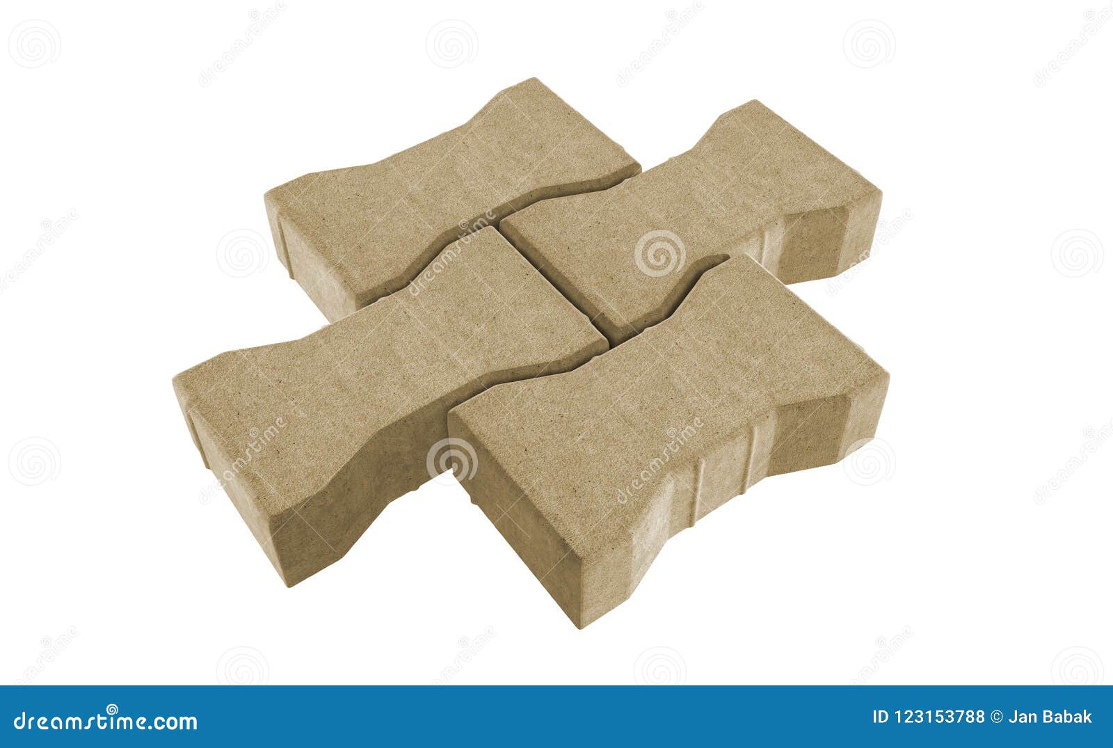 Render of Three Yellow Lock Paving Bricks. Isolated on White Background ...