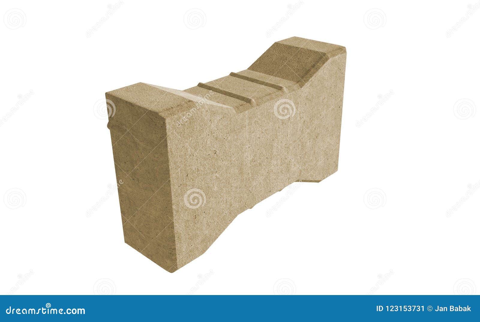 Render of Yellow Single Lock Paving Stone. Isolated on White Background ...