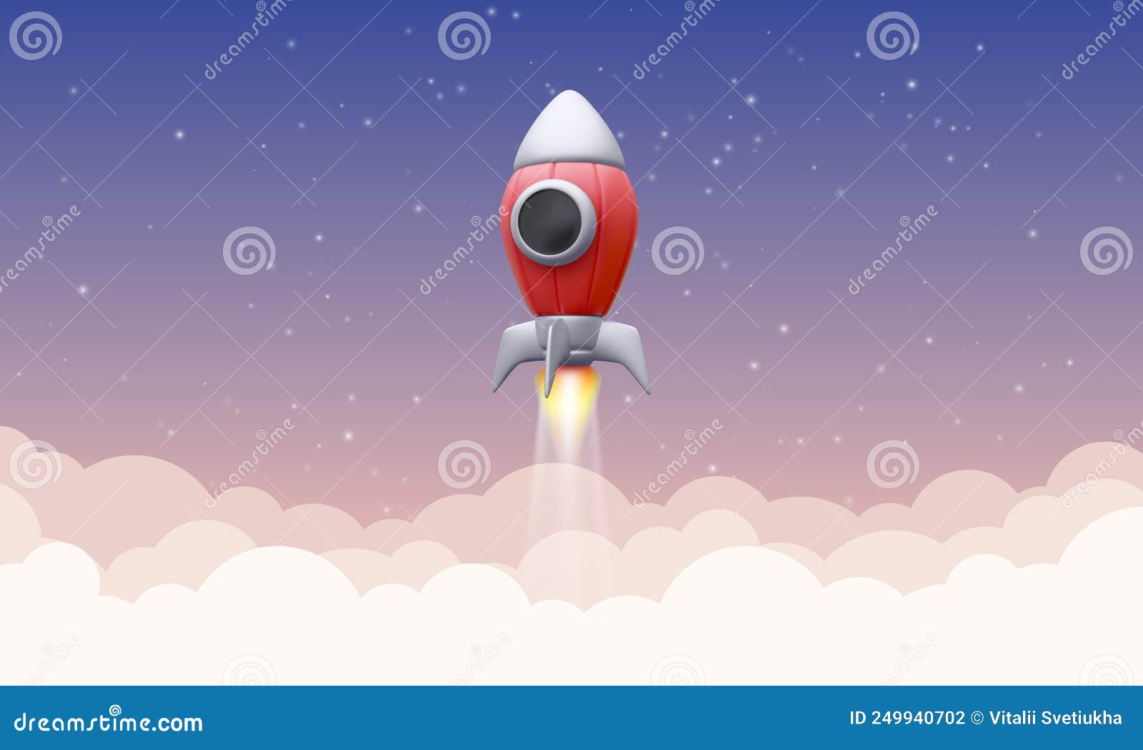 3d Realistic Rocket Flying into Space. Vector Illustration Stock Vector ...