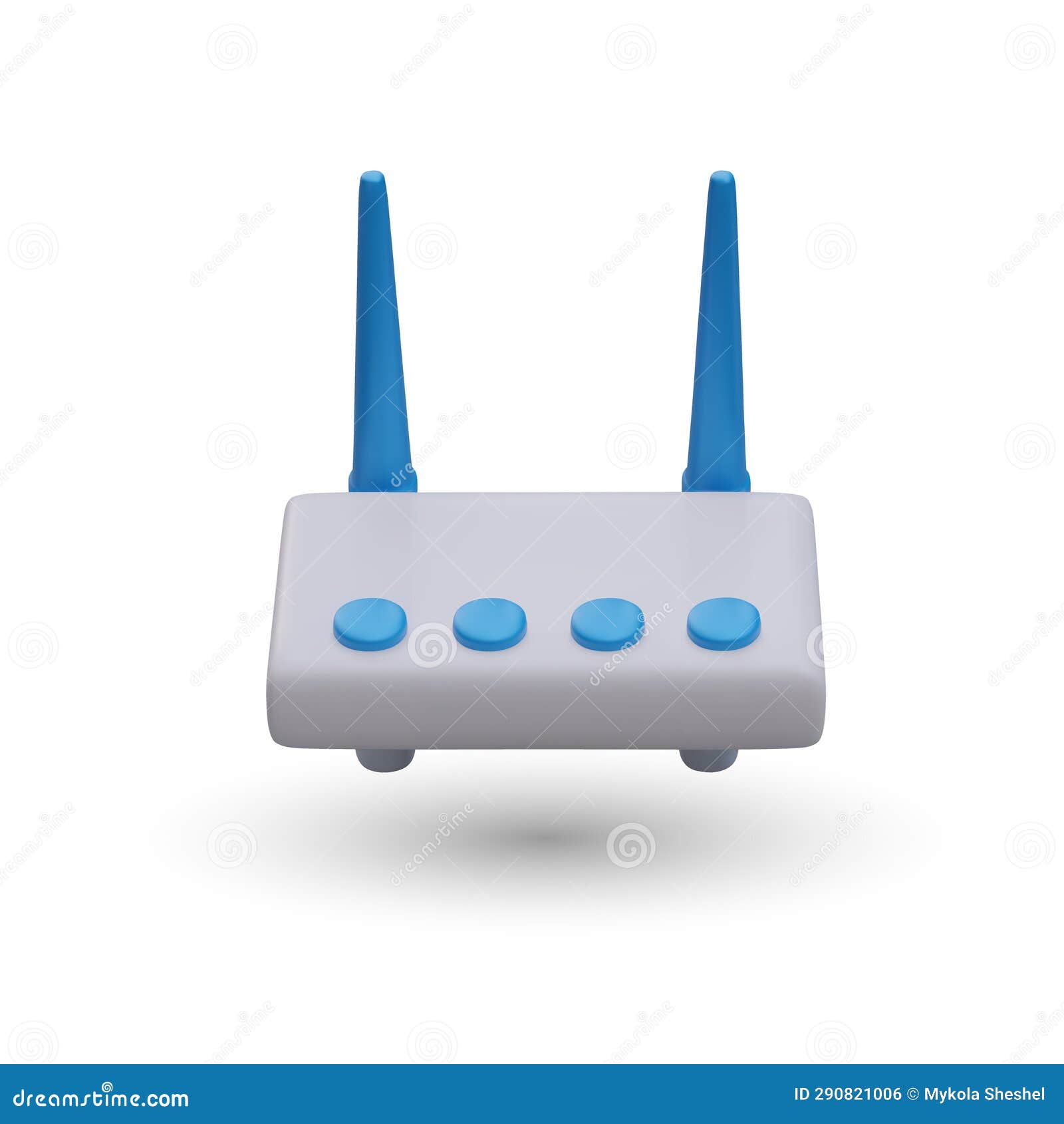 3d Realistic Router in Blue Colors on White Background with Place for ...