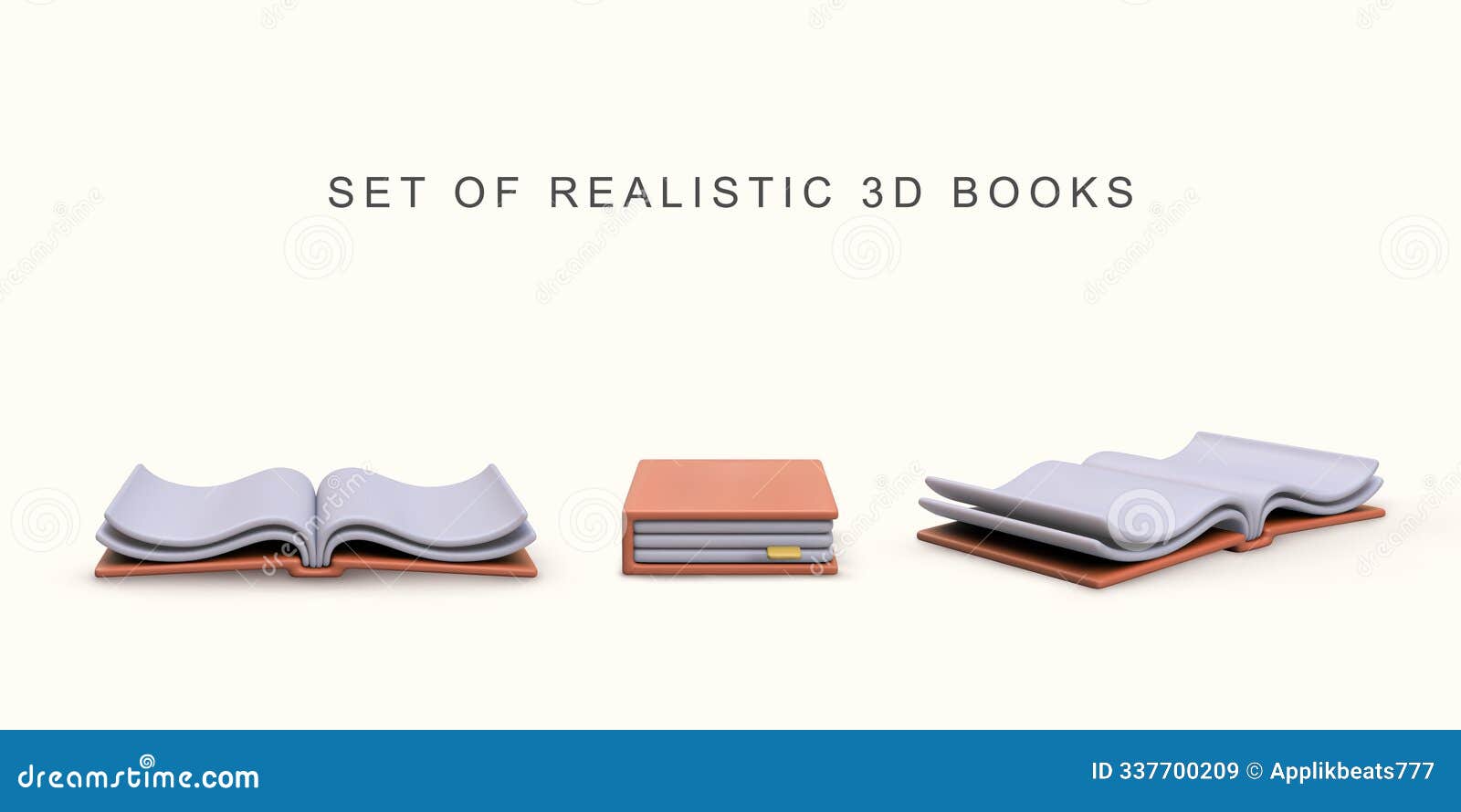 3d Realistic Set of Realistic Books on White Background. Vector ...