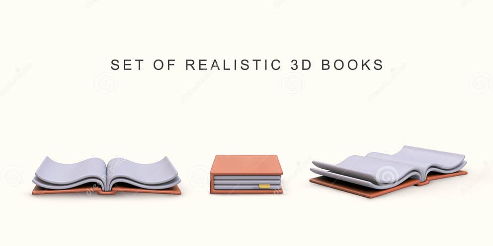 3d Realistic Set of Realistic Books on White Background. Vector ...