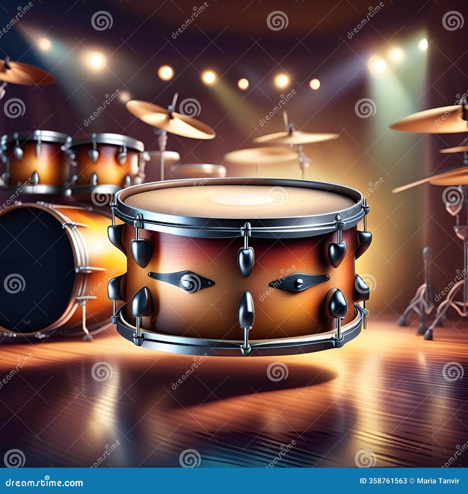 3d realistic set drum stock image. Image of guitar, lighting - 358761563