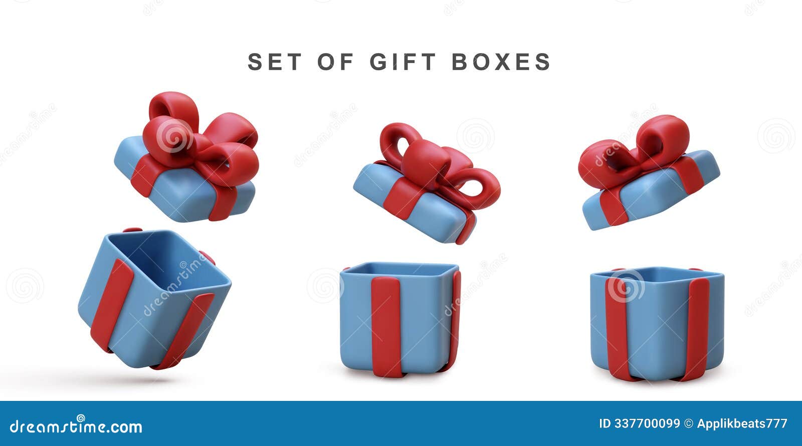 3d Realistic Set of Open Gift Box. Vector Illustration Stock Vector ...