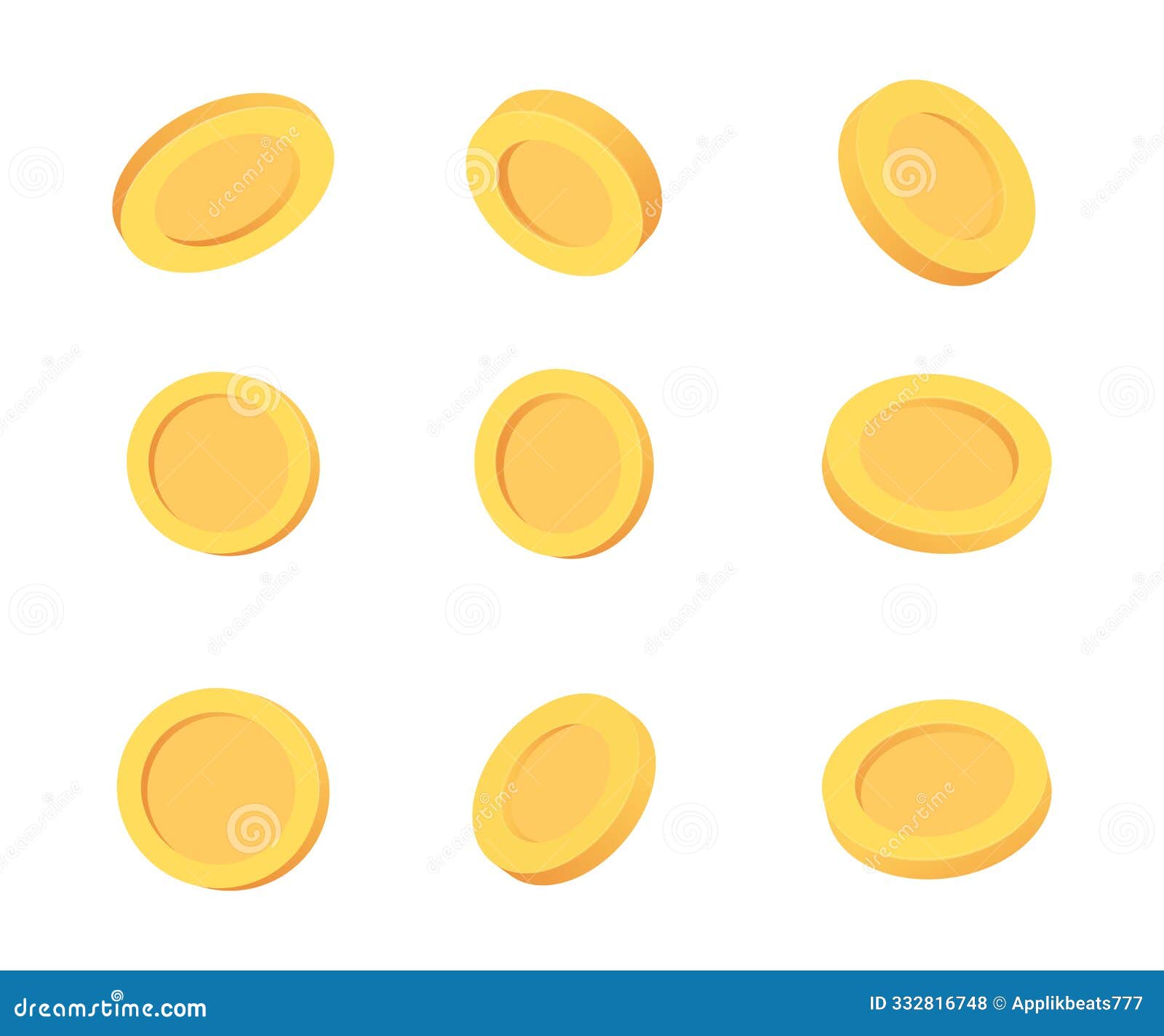 3d Realistic Set Rotation Coins Different Angles Vector Design Stock ...