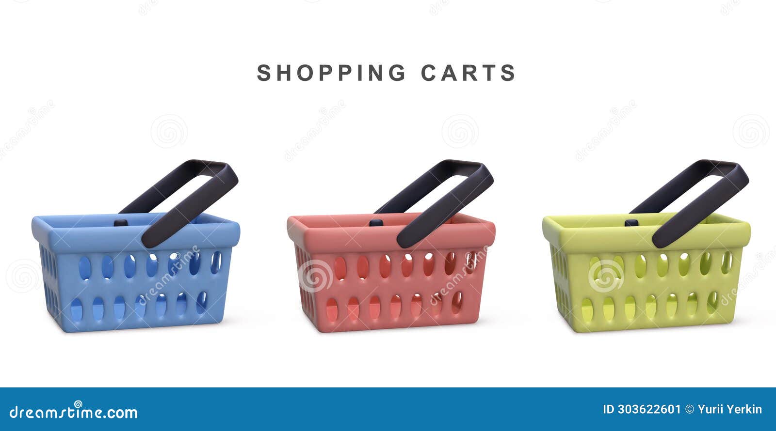 3d Realistic Set of Shopping Carts. Vector Illustration Stock Vector ...