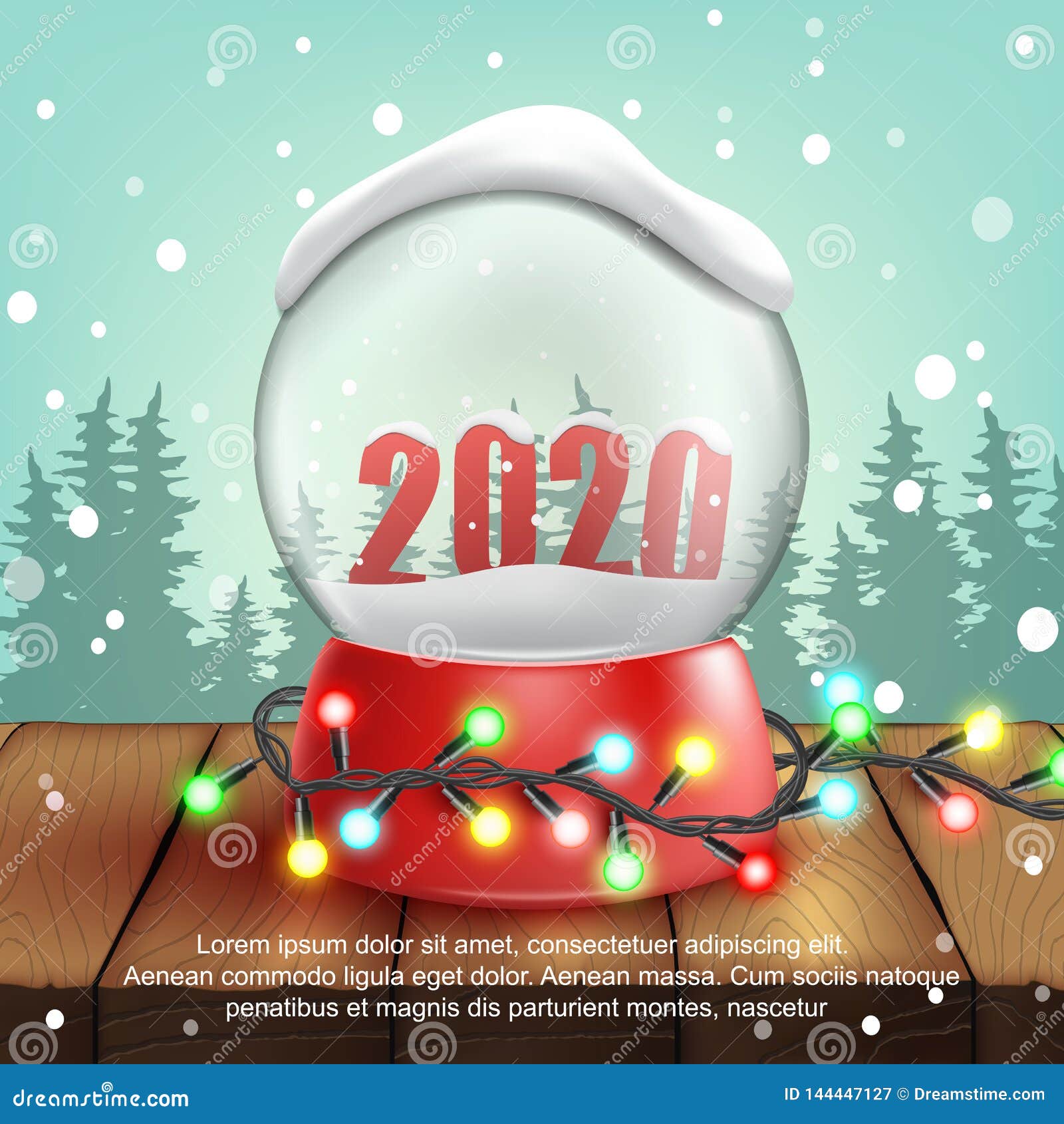 3d Realistic Snow Ball with Text 2020. Vector Stock Vector ...