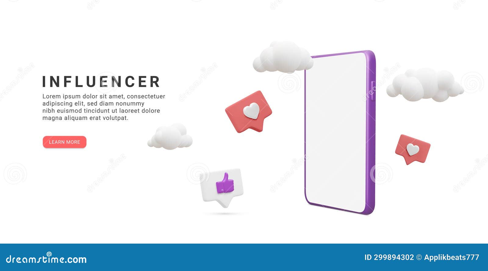 3d Realistic Social Media Influence Concept. Vector Illustration Stock ...