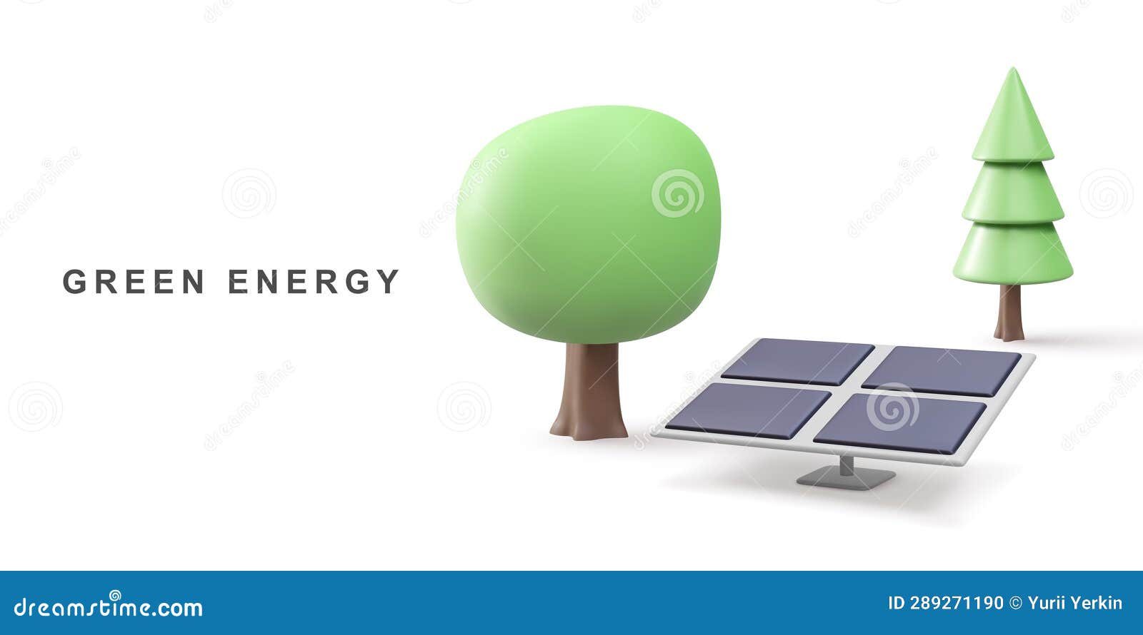 3d Realistic Solar Panel Energy and Trees. Green Energy. Clean Energy ...